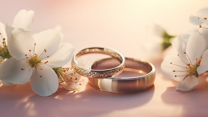 Two Wedding Ring on Pastel Background Stock Image - Image of marriage ...