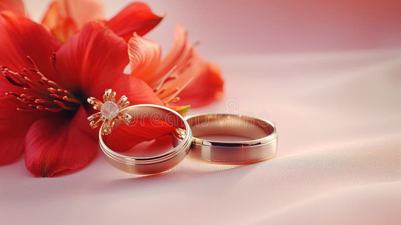Two Wedding Ring on Pastel Background Stock Image - Image of shiny ...