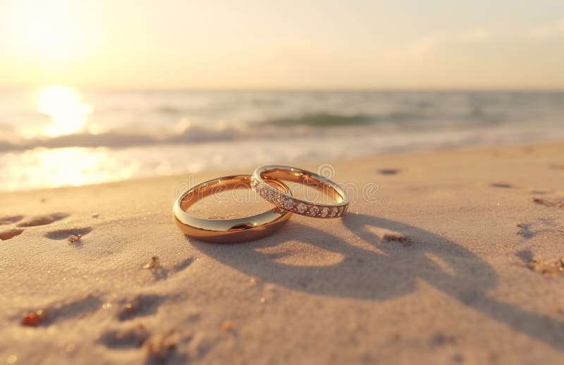 Two Wedding Rings on Beach Sand Stock Image - Image of eternal, vacation: 324356005