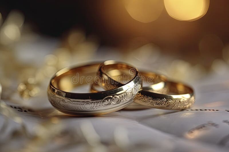 Two Wedding Rings and Flowers, Wedding Invitation Stock Illustration ...