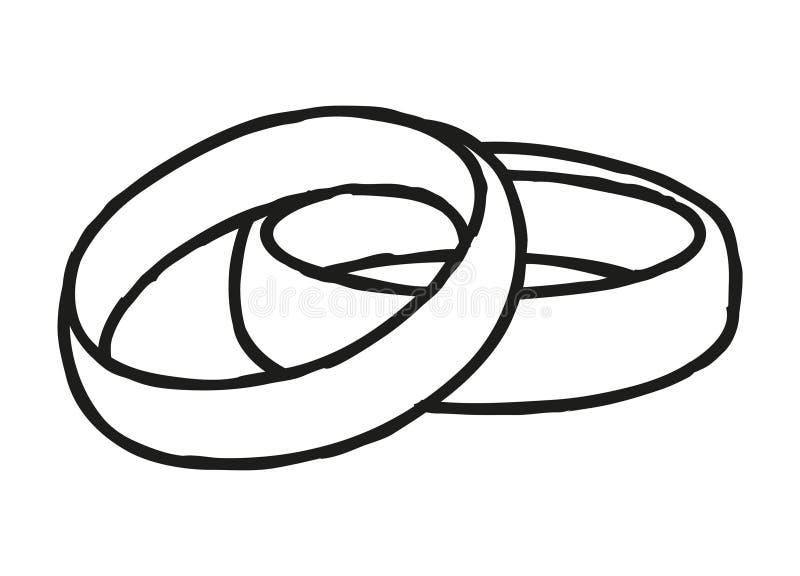 Two Wedding Rings Hand Drawn with Thin Single Line Stock Vector ...