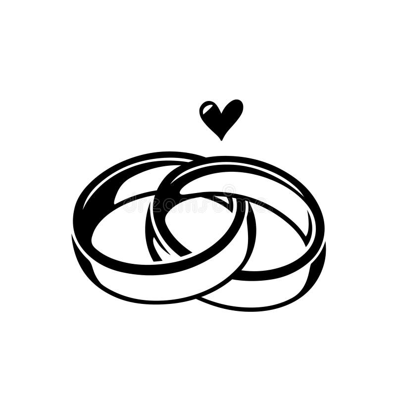 Two Wedding Rings and a Heart. Love Concept Stock Illustration ...