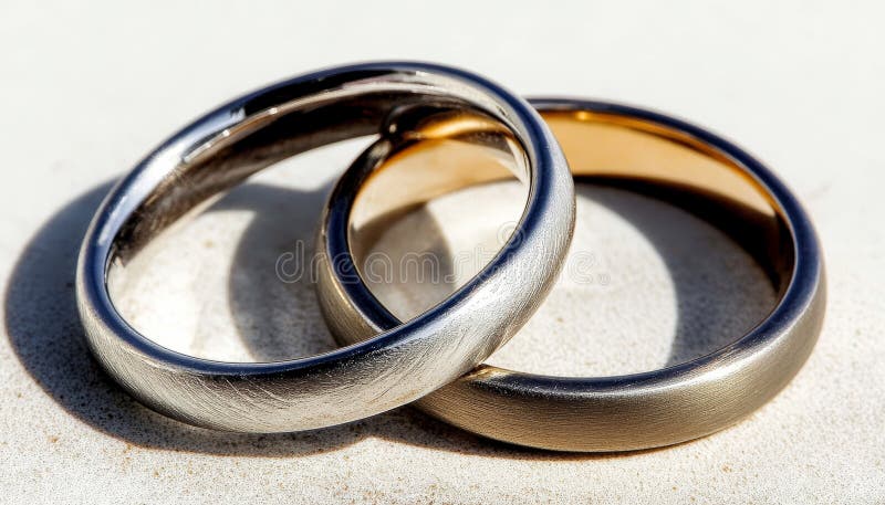 Two Wedding Rings Interlocked on a White Background, Representing Love ...
