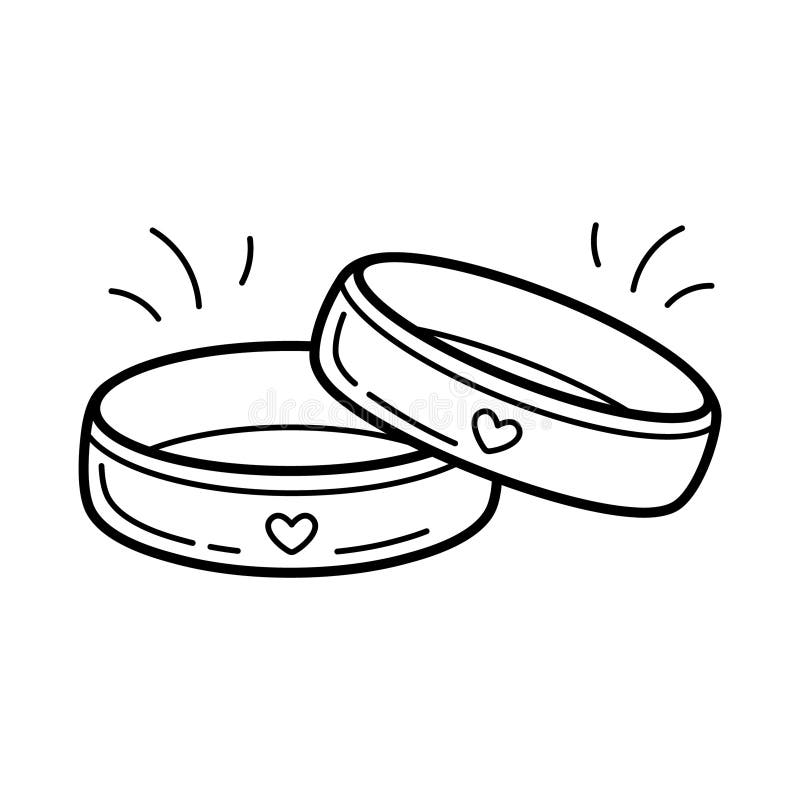 Two Wedding Rings. Wedding Item. Simple Linear Hand Drawn Illustration ...
