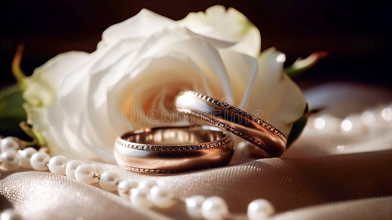 Two Wedding Rings Lie on Light Satin Stock Illustration - Illustration ...