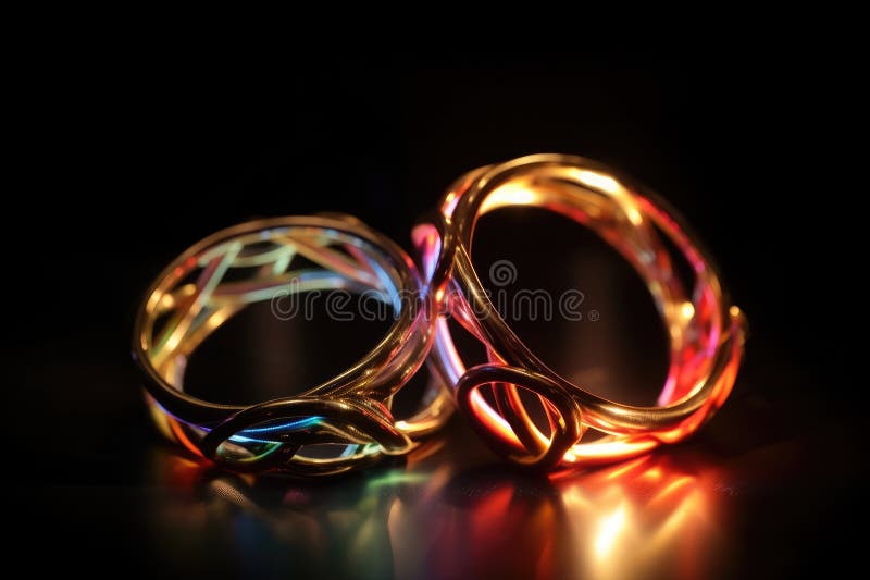 Two Wedding Rings Made of Light and Energy Created with Generative AI ...