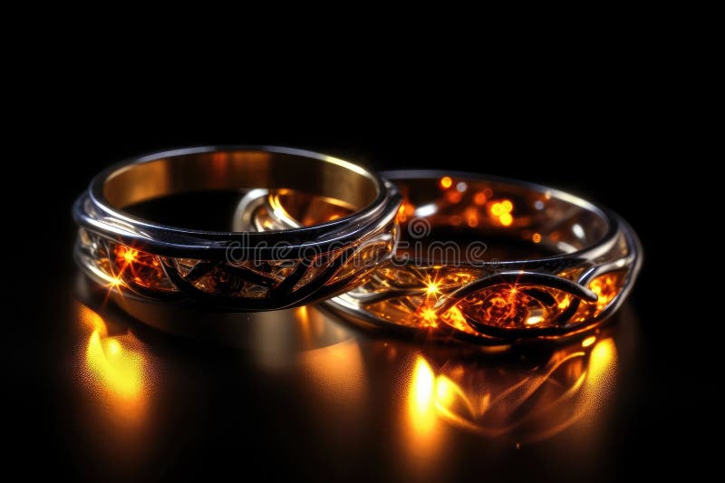 Two Wedding Rings Made of Light and Energy Created with Generative AI ...