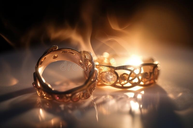 Two Wedding Rings Made of Light and Energy Created with Generative AI ...
