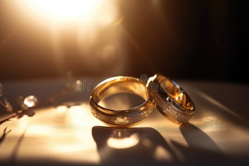 Two Wedding Rings Made of Light and Energy Created with Generative AI ...