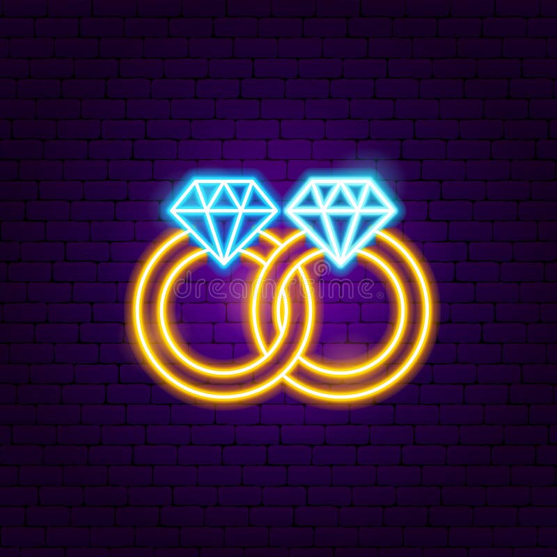 Two Wedding Rings Neon Sign Stock Vector - Illustration of groom ...