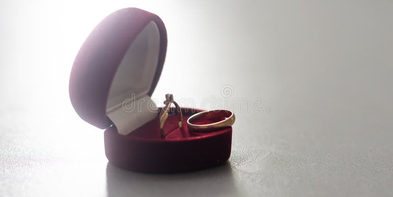 Two Wedding Rings in Nice Red Box Isolated on White Background. Stock ...