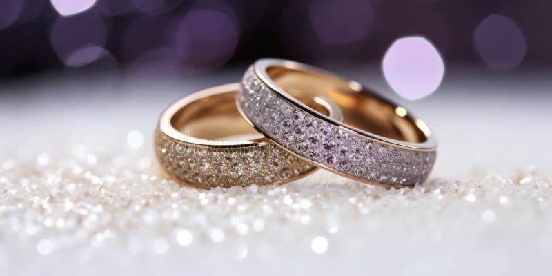 Two Wedding Rings Set on a Snow Background. Stock Image - Image of ...