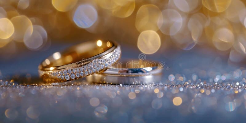 Two Wedding Rings Set on a Snow Background. Stock Image - Image of ...