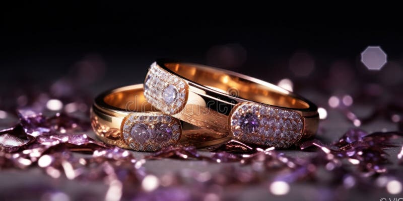 Two Wedding Rings Set on a Snow Background. Stock Illustration ...