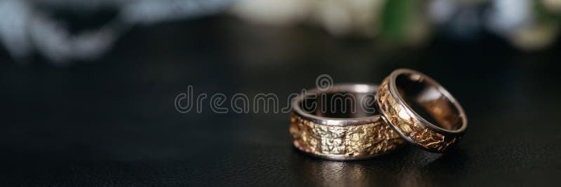 Two Wedding Rings are on the Table. Stock Image - Image of gold, design ...