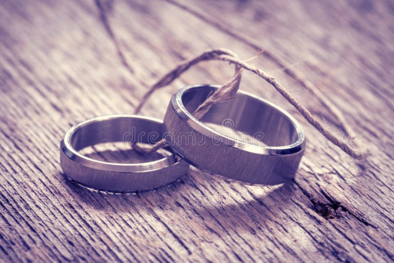Wedding Rings Tied with String Stock Image - Image of romantic, wedding ...