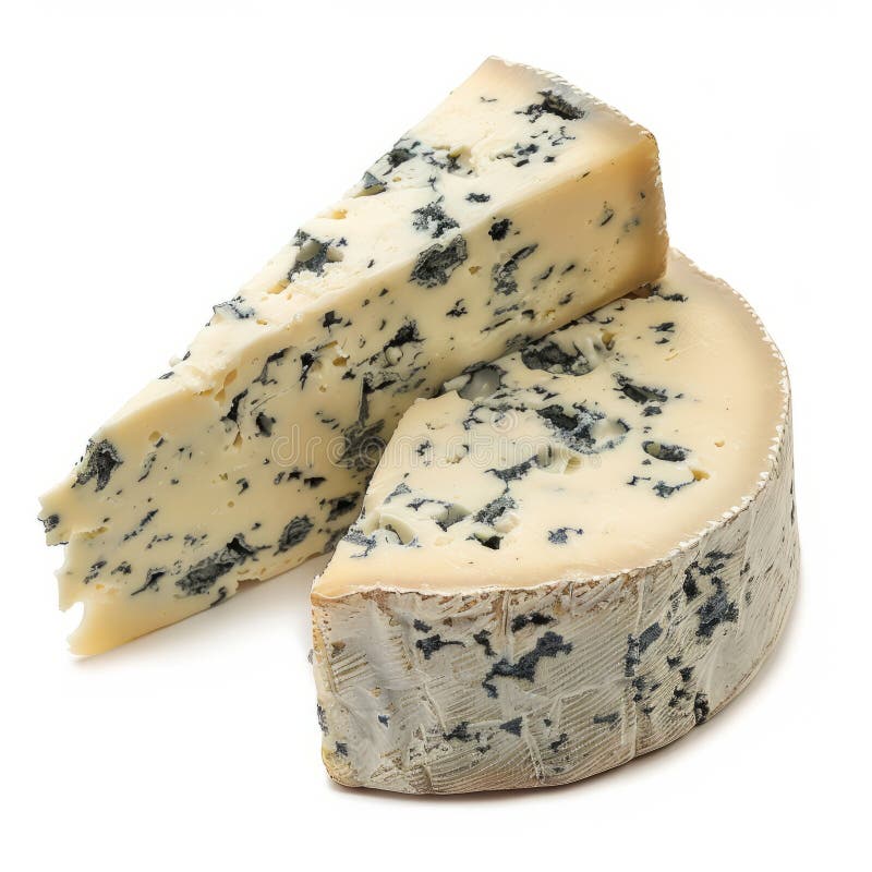 Two Wedges of Blue Cheese with Mold on a White Background. Stock Photo ...