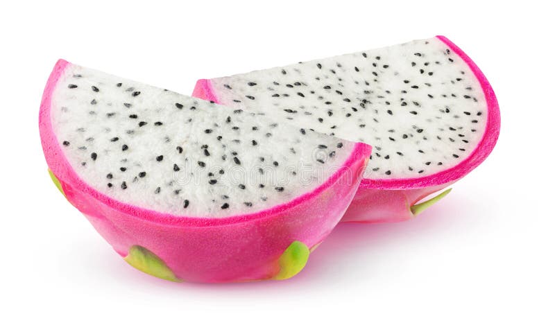 Two Wedges of Dragonfruit with White Flesh Isolated Stock Image - Image ...