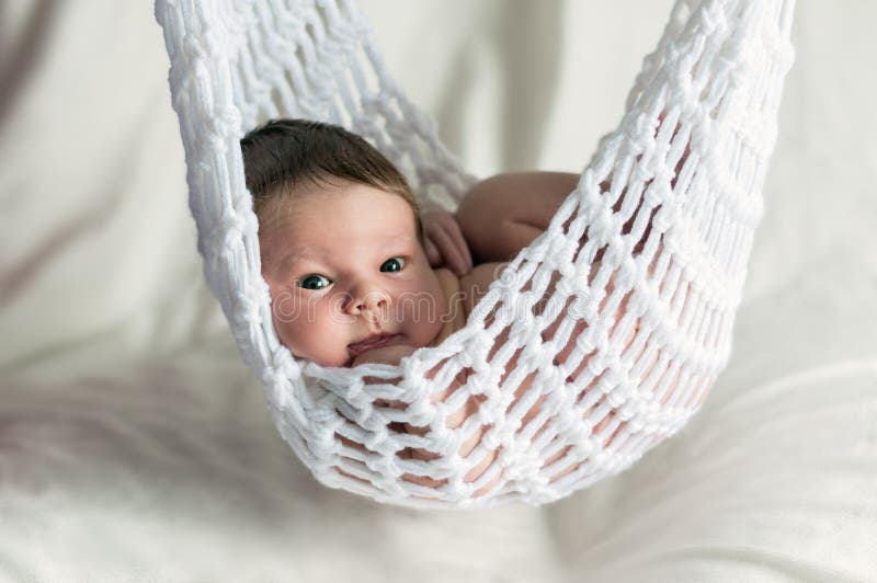 Two Weeks Old Baby in the Hammock Stock Photo - Image of newborn ...