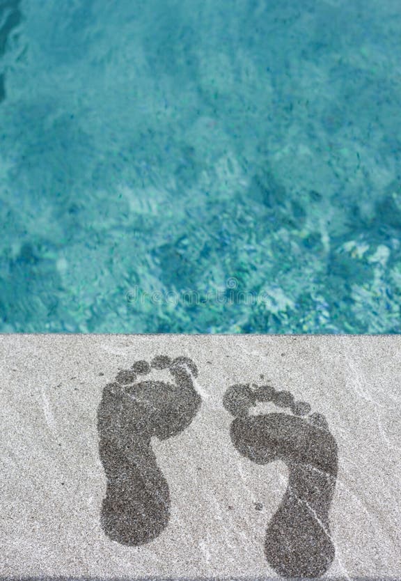 Two Wet Foot Steps by Swimming Pool Stock Image - Image of idyllic ...