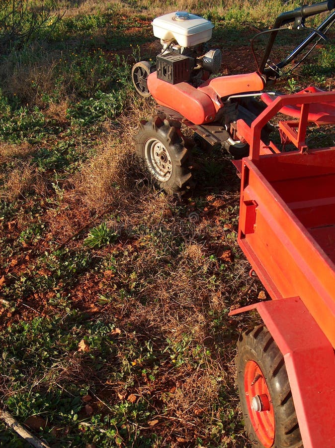 Two-wheel Tractor with Trailer Stock Image - Image of vehicle, rotary ...