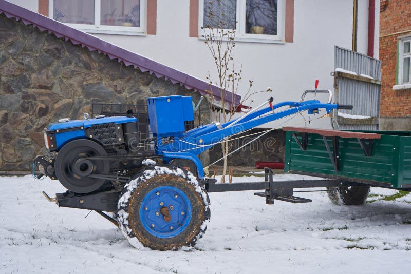 Two Wheeled Tractor in Winter,in Winter There is a Motor Tractor in the ...