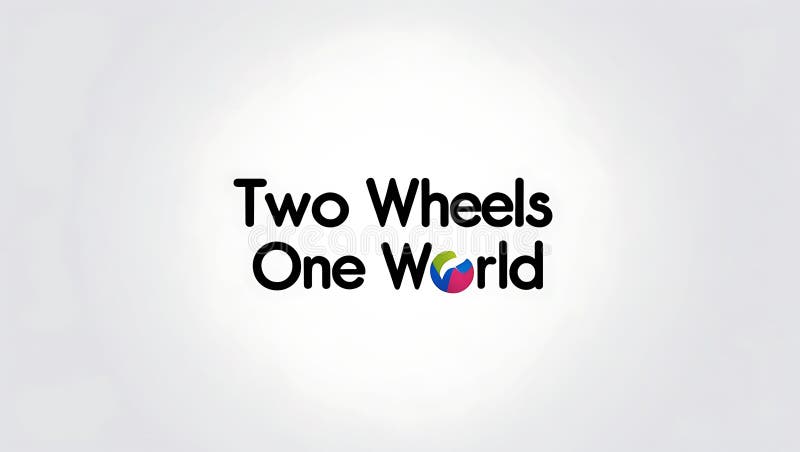 Two Wheels One World Stickers Text Logo Design with Coloring Idea Stock ...