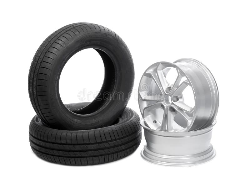 Two Wheels and Tires for the Car. Stock Photo - Image of surface, black ...