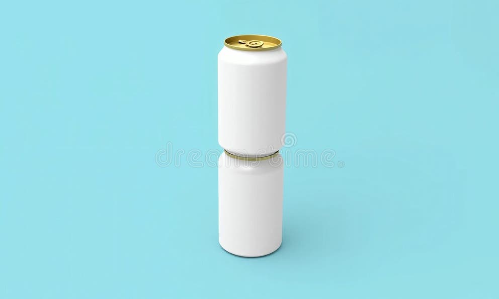 Stacked White Aluminum Cans with Golden Tab. Generative AI Stock ...