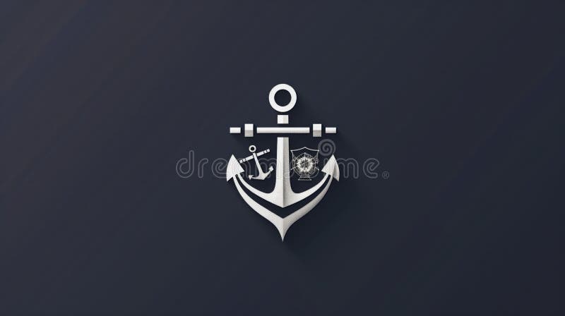 Two White Anchors Intersecting on a Black Surface Stock Illustration ...