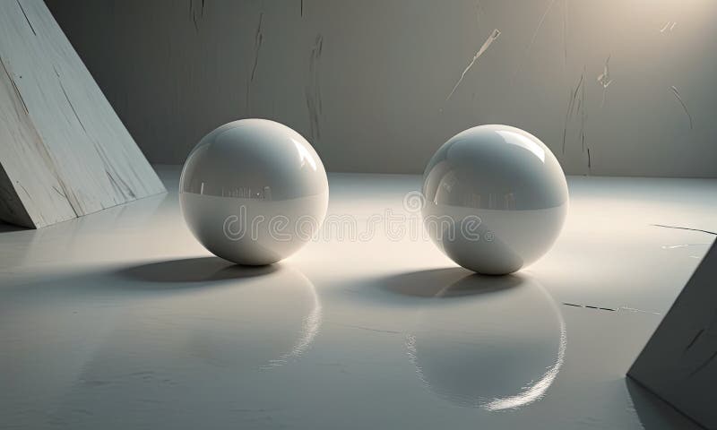 Two White Balls are Sitting on a Table, One on the Left and One on the ...