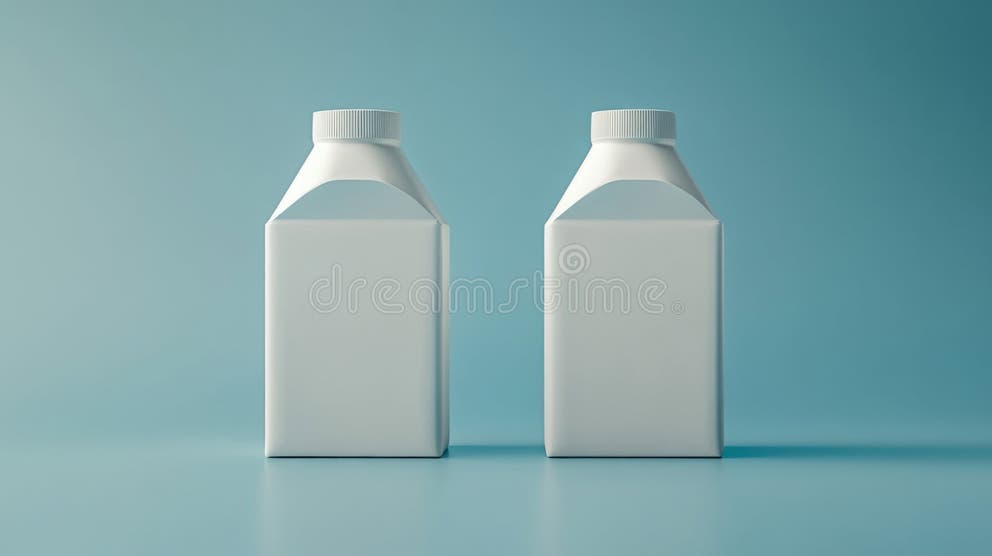 Two White Blank Cartons on Blue Background Stock Illustration ...