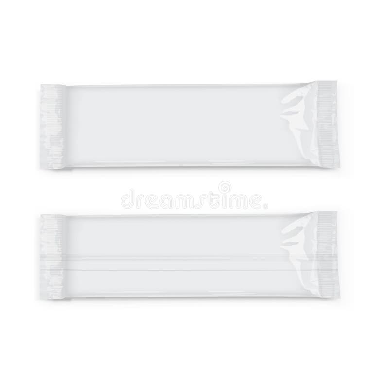 Two White, Blank Rectangular Packaging Wrappers Placed Vertically and ...