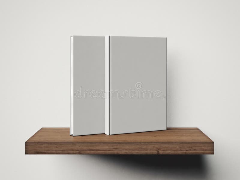 Two White Book on a Brown Shelf. 3d Rendering Stock Illustration ...