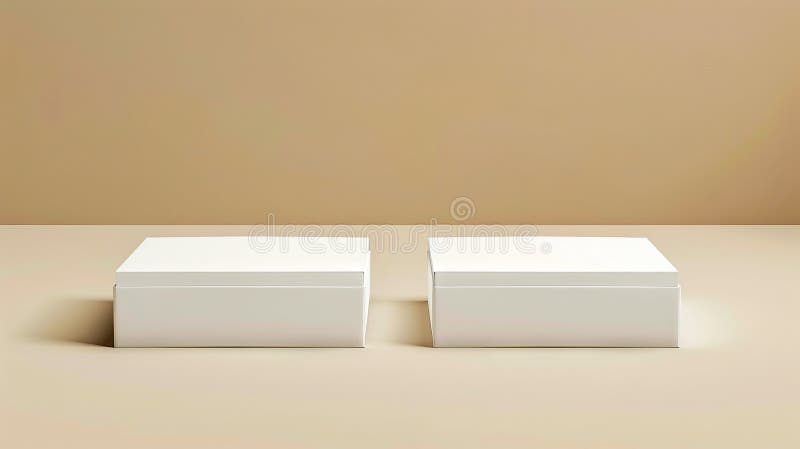 Two White Boxes on a Beige Surface Stock Image - Image of surface ...