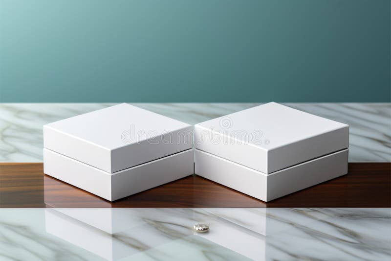 Two White Boxes Neatly Placed on a Tabletop, Organized Storage Stock ...