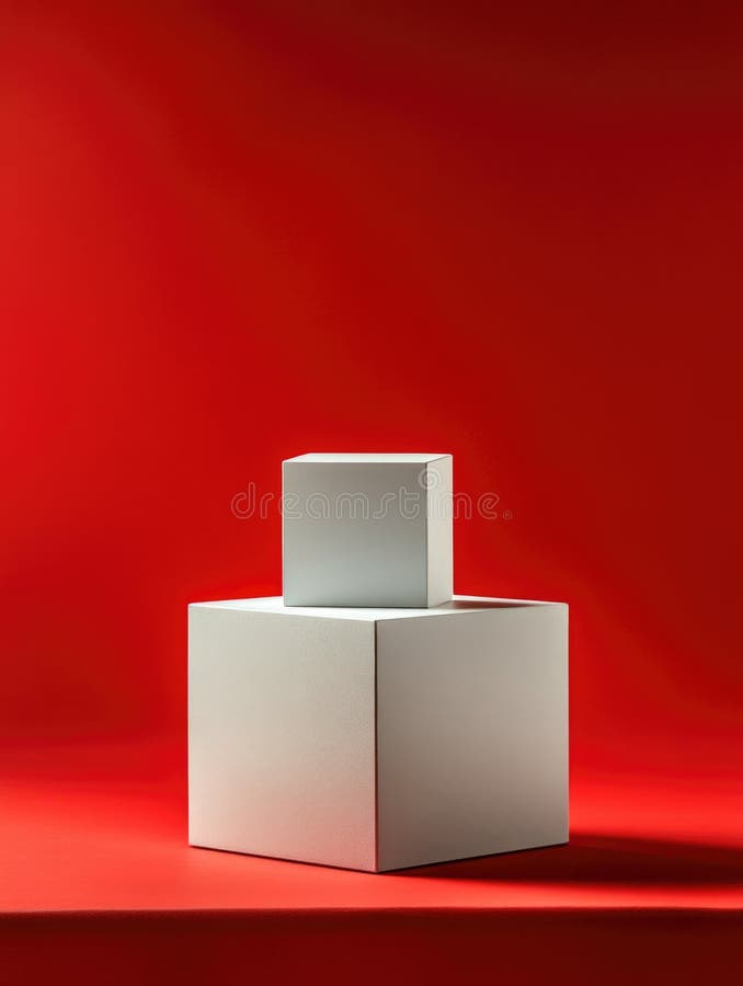 Two White Boxes are Standing on a Red Background Stock Image - Image of ...