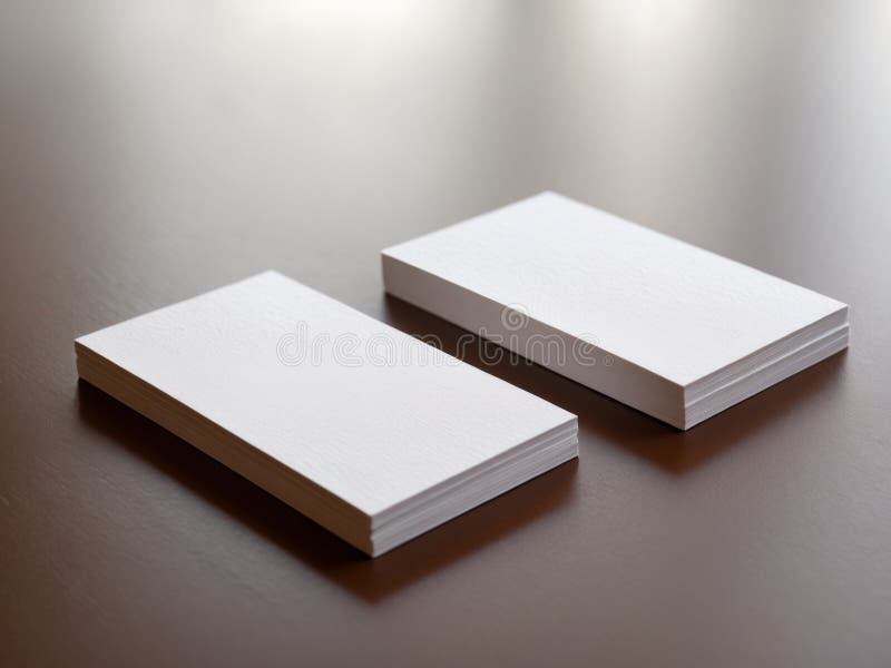Two White Business Cards Sitting Wooden Table Stock Photos - Free ...