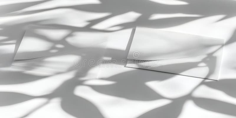 Two White Cards on a White Surface with Leaf Shadows Creating an ...