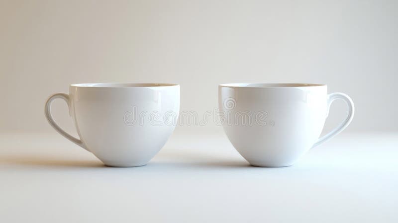 Two White Ceramic Cups on Off-White Surface Stock Illustration ...