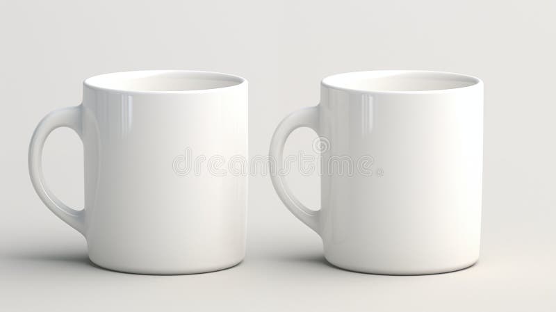 Two White Ceramic Mugs Mockup with Classic Design, Ai Generated Stock ...