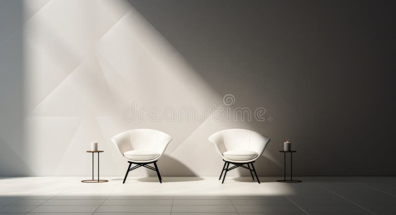 Two White Chairs in an Open Space Stock Illustration - Illustration of ...