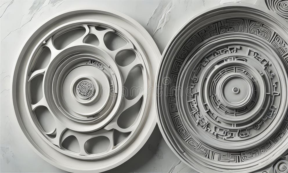 Two White, Circular Wall Panels with Intricate Patterns and Designs are ...
