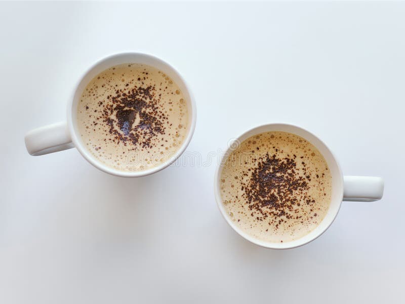Two White Coffee Cup on White Table at Soft Natural Light Stock Image ...