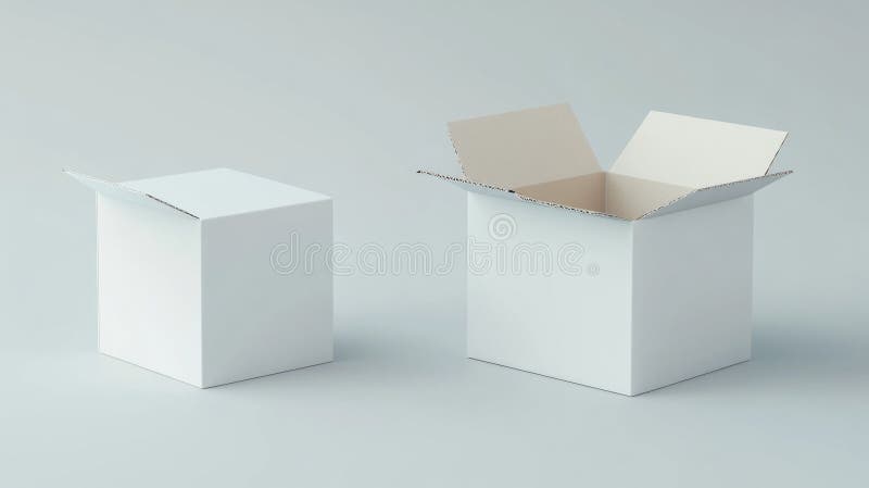 Two White Containers One Open Closed Shipping Storage Stock Photos ...