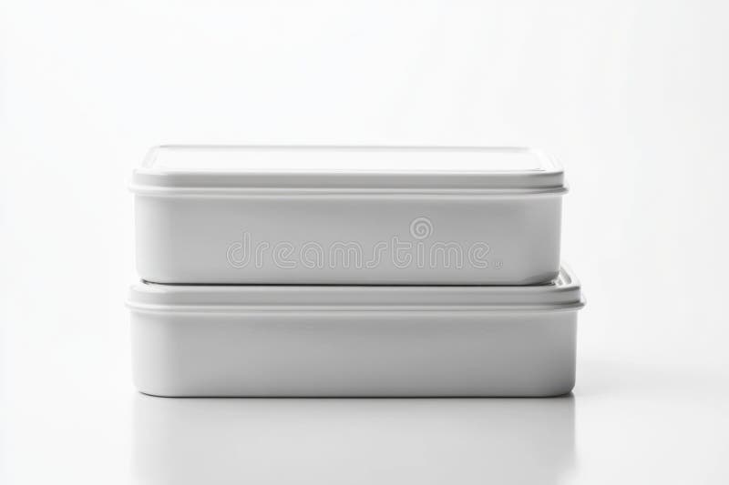 Two White Containers Placed Alongside Each Other Stock Image - Image of ...