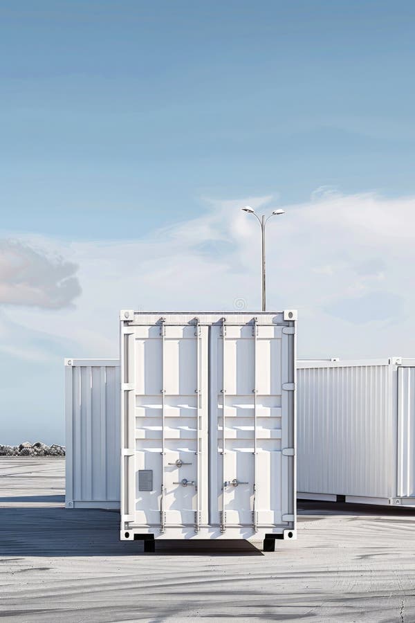 Two White Containers Placed on a Parking Lot, Suitable for Industrial ...