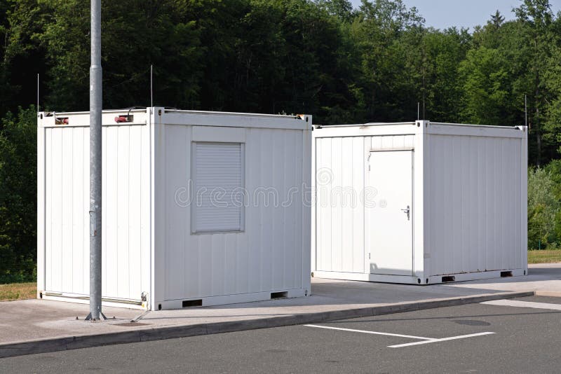 White Cargo Container stock photo. Image of door, europe - 159520414
