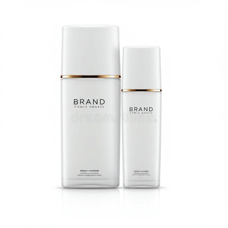 Two White Cosmetic Bottles with a Minimalistic Design, Featuring a ...