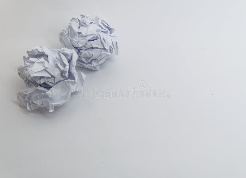 Two White Crumpled Paper Balls on a White Background Stock Image ...